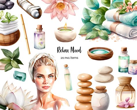 Watercolor Spa Clipart Relax Clip Art Spa Time Massage Png Wellness