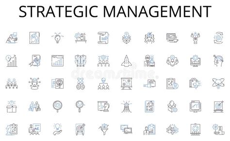 Strategic Management Line Icons Collection Engagement Multimedia
