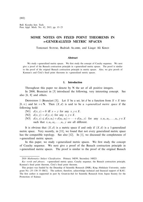 Pdf Some Notes On Fixed Point Theorems In ν Generalized Metric Spaces
