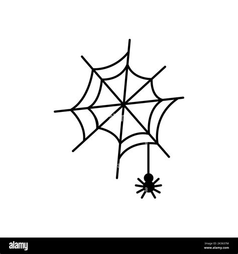 cobweb halloween doodle line art cobweb with spider cartoon art hand