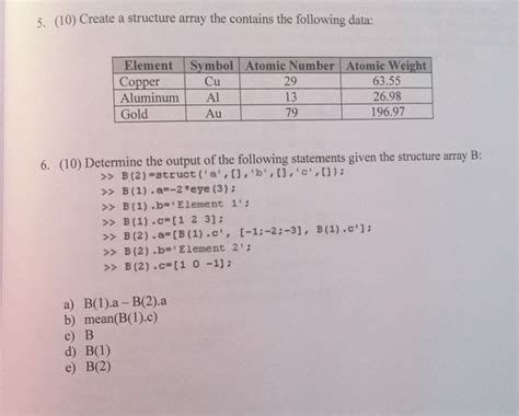Solved Create A Structure Array The Contains The Following
