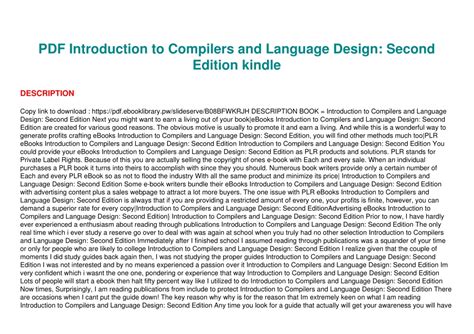Ppt Pdf Introduction To Compilers And Language Design Second Edition Kindle Powerpoint