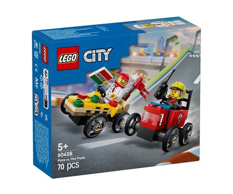 Игрален комплект конструктор ЛЕГО City 60458 Камион за пица срещу пожарна кола Комплект