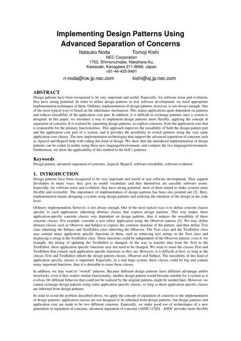 Pdf Implementing Design Patterns Using Advanced Separation Of Concerns