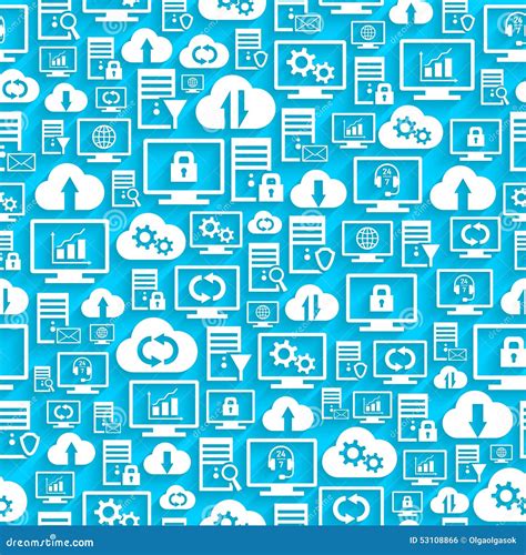Seamless Pattern With Hosting Cloud Icons Stock Vector Illustration Of Cloud Hosting 53108866