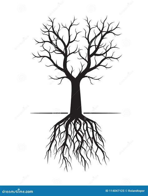 Naked Tree Silhouette On White Background Fine Detailed Realistic Illustration Isolated Design