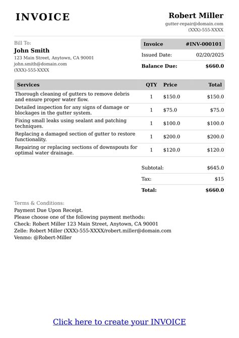 Aroundwire Free Gutter Repair Invoice Template