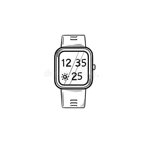Icono Dibujado Mano Elegante Del Garabato Del Esquema Del Reloj