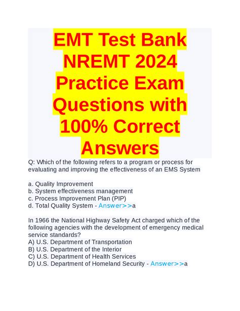 Nremt Practice 2024 Exam Questions Multiple Choices With Answers Exams Pediatrics Docsity