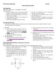 DC Circuits LAB Pdf DC Circuits Laboratory Lab Series Circuits And KVL Lab Objective