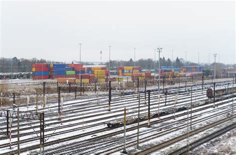 Freight Unloading And Loading Railway Station Logistic Concept Stock Image Image Of