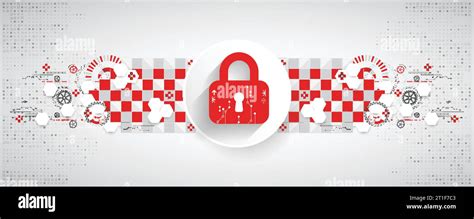 Red Protection Background Technology Security Encode And Decrypt Techno Scheme Vector