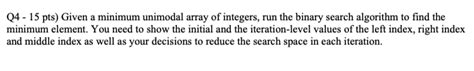 Solved 04 15 Pts Given A Minimum Unimodal Array Of