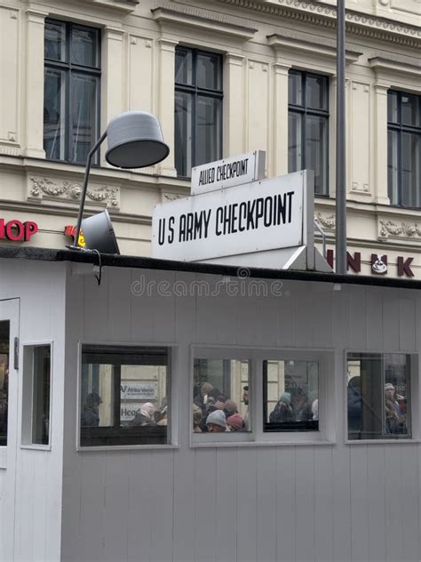 U S Army Checkpoint Sign Charlie Check Point In Berlin Germany Editorial Photo Image Of
