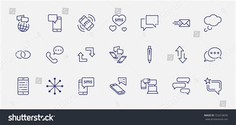 Set Message Vector Line Icons Contains Stock Vector Royalty Free 722418076 Shutterstock