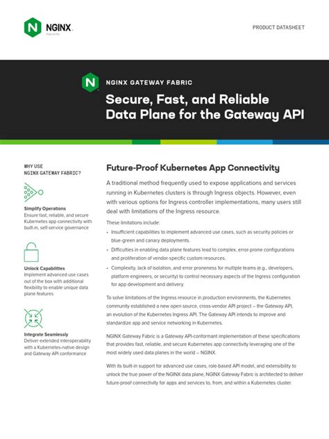 Nginx Gateway Fabric Datasheet Pdf Computer Architecture Software