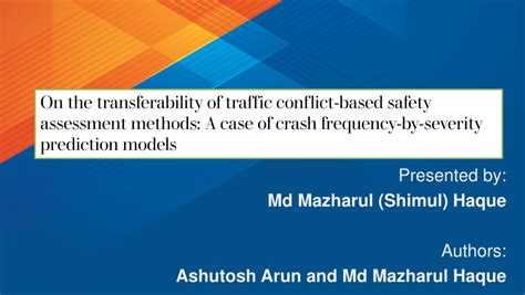 Pdf On The Transferability Of Traffic Conflict Based Safety Assessment Methods A Case Of