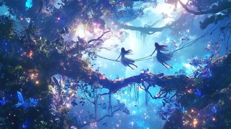 Premium Photo Abstract Illustration Of Spirited Fairies Swinging From