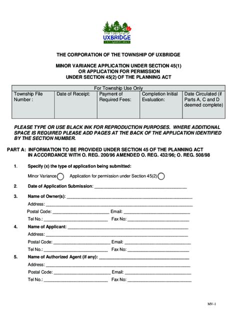 Fillable Online Minor Variance Application Fax Email Print Pdffiller