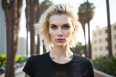 Premium Ai Image Portrait Of A Young Blondie Punk Girl Neural Network