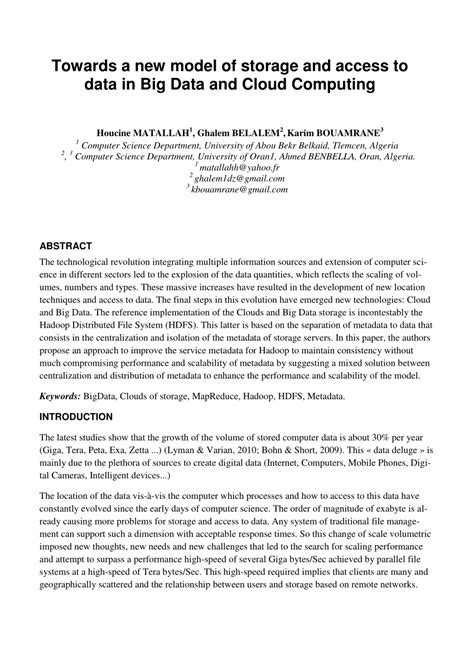 Pdf Towards A New Model Of Storage And Access To Data In Big Data And