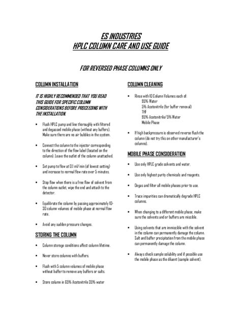 Fillable Online How To Clean An HPLC Column Using Reverse Flush Fax Email Print PdfFiller