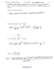 Calculus Midterm V Solutions Introductory Calculus Midterm Nov Calc