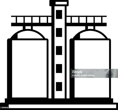 사일로 딥 콘 벡터 아이콘 디자인 수처리 및 정화 공장 기호 환경 친화적 인 산업 표지판 담수화 생명 공학 스톡 일러스트레이션 슬러지 저장 구성 요소 개념 담수 플랜트에