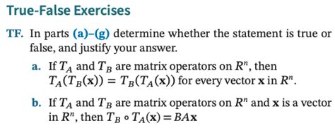 Solved True False Exercises TF In Parts A G Determine Chegg