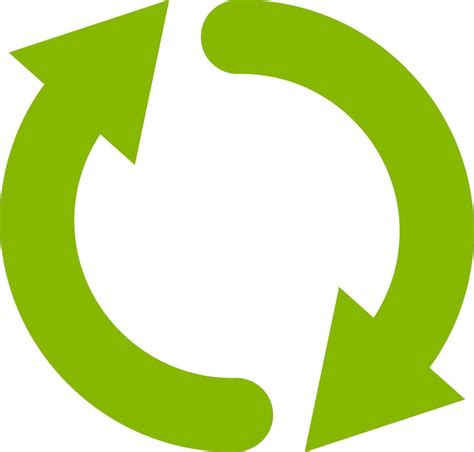 Two Rounded Green Arrows Rotating In A Clockwise Direction