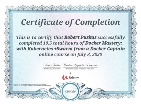 robert puskas completion of online course docker mastery with
