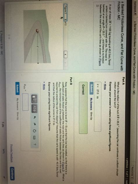 Solved Part A Banked Frictionless Curve And Flat Curve Chegg