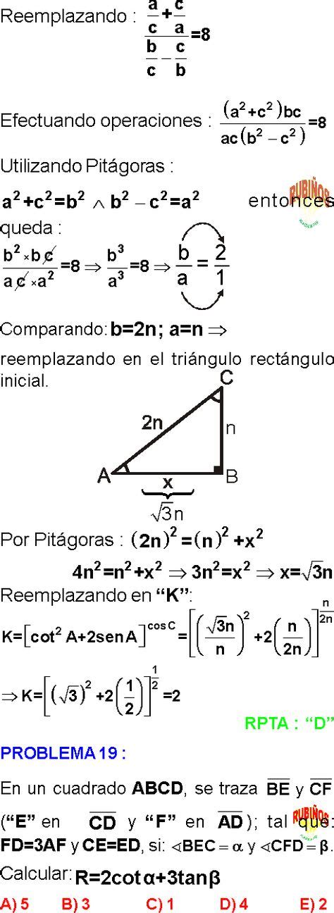 Razones TrigonomÉtricas De Ángulos Agudos Ejercicios Resueltos Pdf Mini