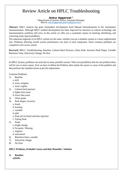 PDF Review Article On HPLC Troubleshooting