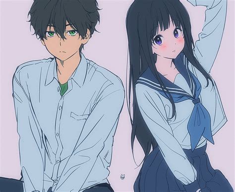 Chitanda Eru And Oreki Houtarou Hyouka Drawn By Mery Yangmalgage Danbooru