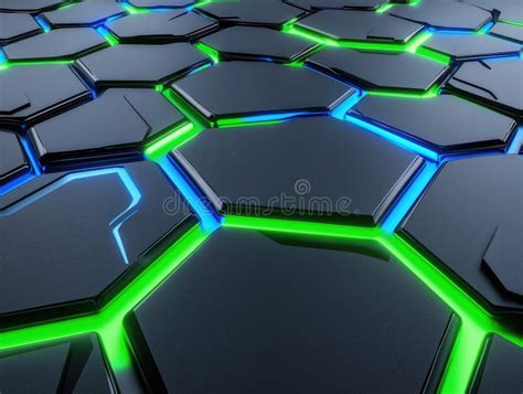 Futuristic Hexagonal Surface Design Creating A Sci Fi Tech Atmosphere Stock Illustration