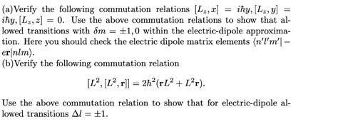 Solved A Verify The Following Commutation Relations