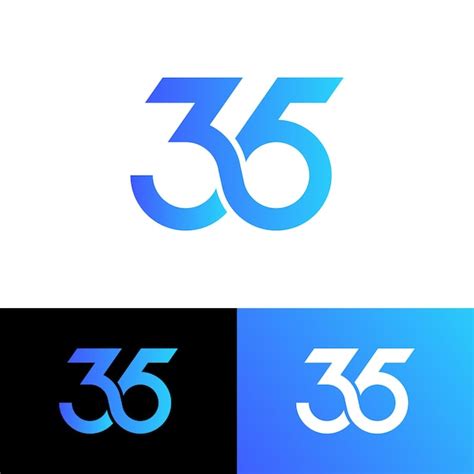 Gradient Blue Number Loop 35 Year Anniversary Symbol Icon Flat Logo