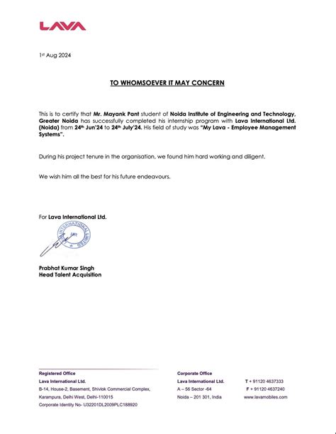 Mayank Pant On Linkedin Internship Lavainternational