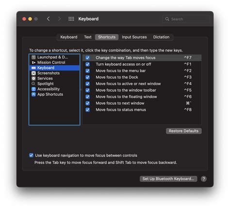 Mac Os How To Navigate System Preferences Controls Using The Keyboard