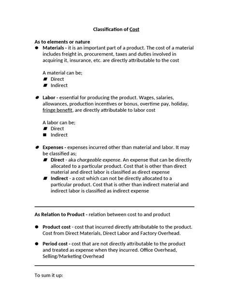 Cost Classifications And Estimation Pdf