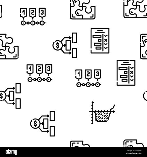 Planning Startup Project Strategy Vector Seamless Pattern Thin Line Illustration Planning
