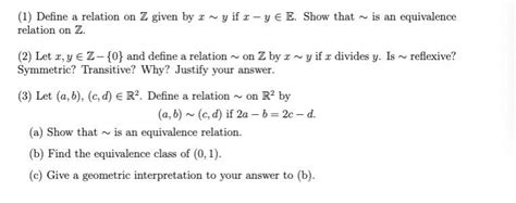 Solved Define A Relation On Z Given By R Y If R Y E E Chegg Com