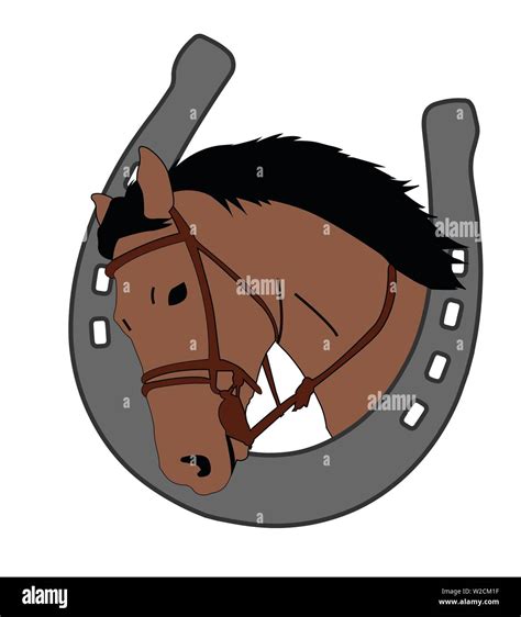 Horse Head In Horseshoe Logo Design Vector Stock Vector Image And Art Alamy