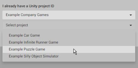 Unity Manual Setting Up Your Project For Unity Services