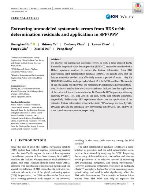 Pdf Extracting Unmodeled Systematic Errors From Bds Orbit