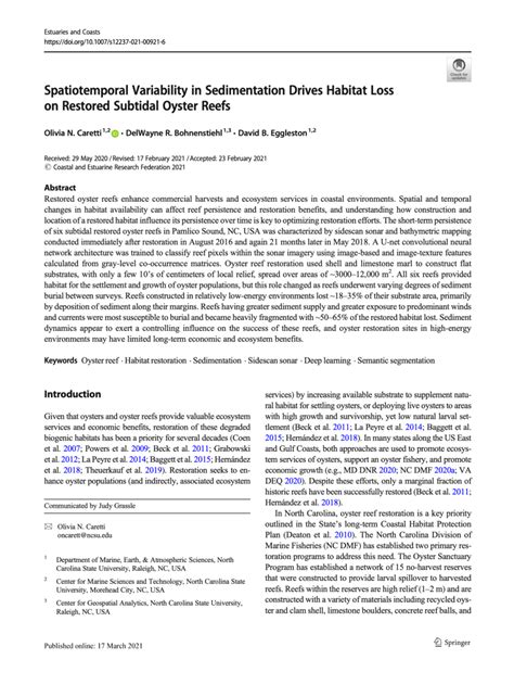 Pdf Spatiotemporal Variability In Sedimentation Drives Habitat Loss