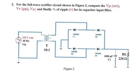 Solved For The Full Wave Rectifier Circuit Shown In Chegg Com