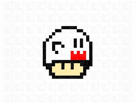 8 Bit Boo Mushroom Digital Art Download Svg  Png Dxf Etsy