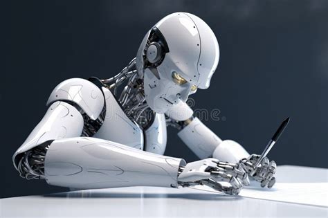 Artificial Intelligence Robot Writing Ai Essay And Education Concept Stock Illustration